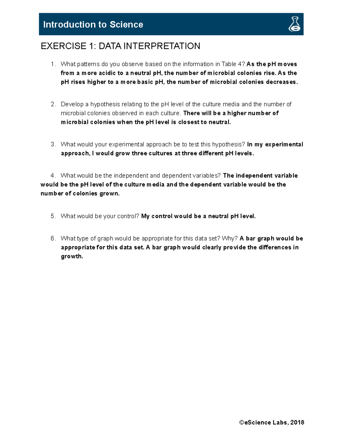 BIO 275 Lab1 Intro to Science - EXERCISE 1: DATA INTERPRETATION What patterns do you observe ...