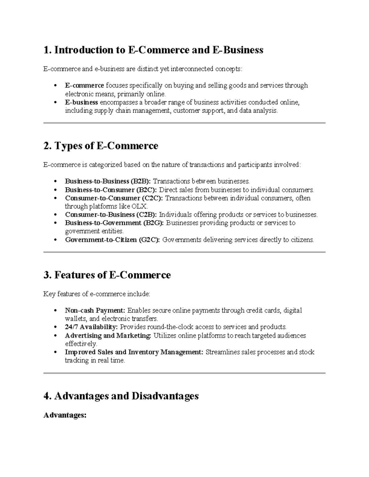 E-commers 3 - notes - 1. Introduction to E-Commerce and E-Business E-commerce and e-business are ...