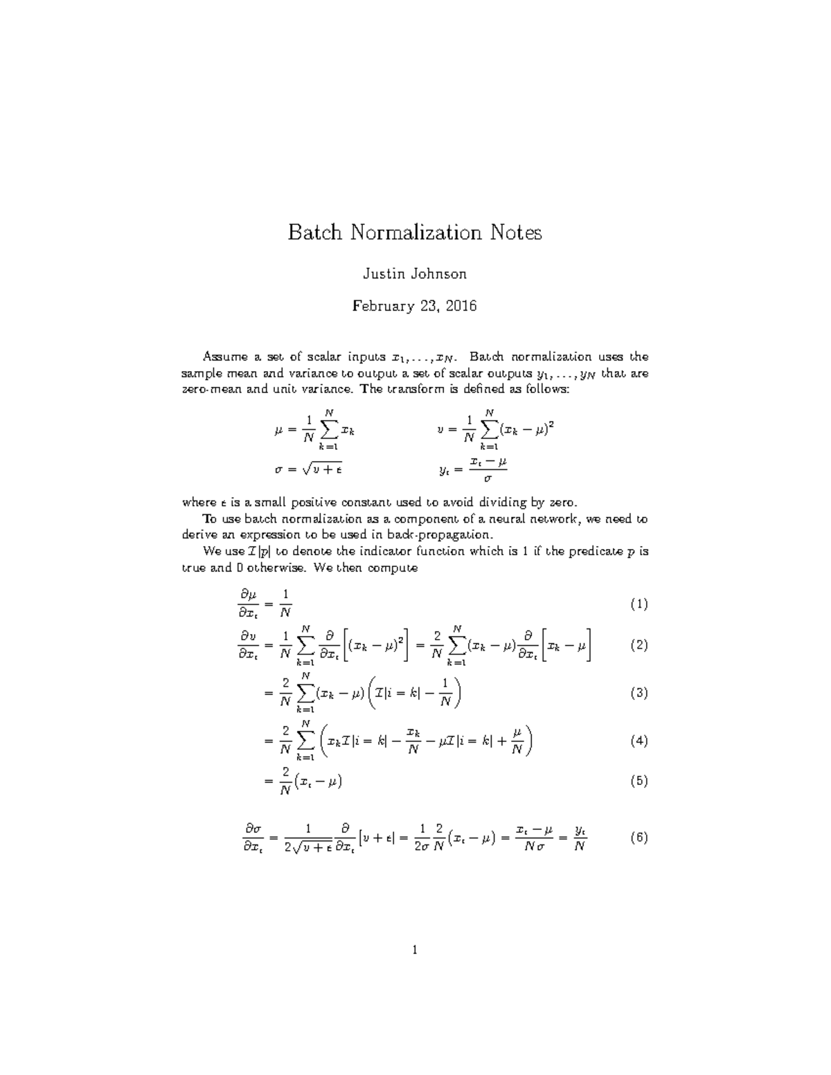 Batch Normalization Concepts and Derivations Notes - Studocu
