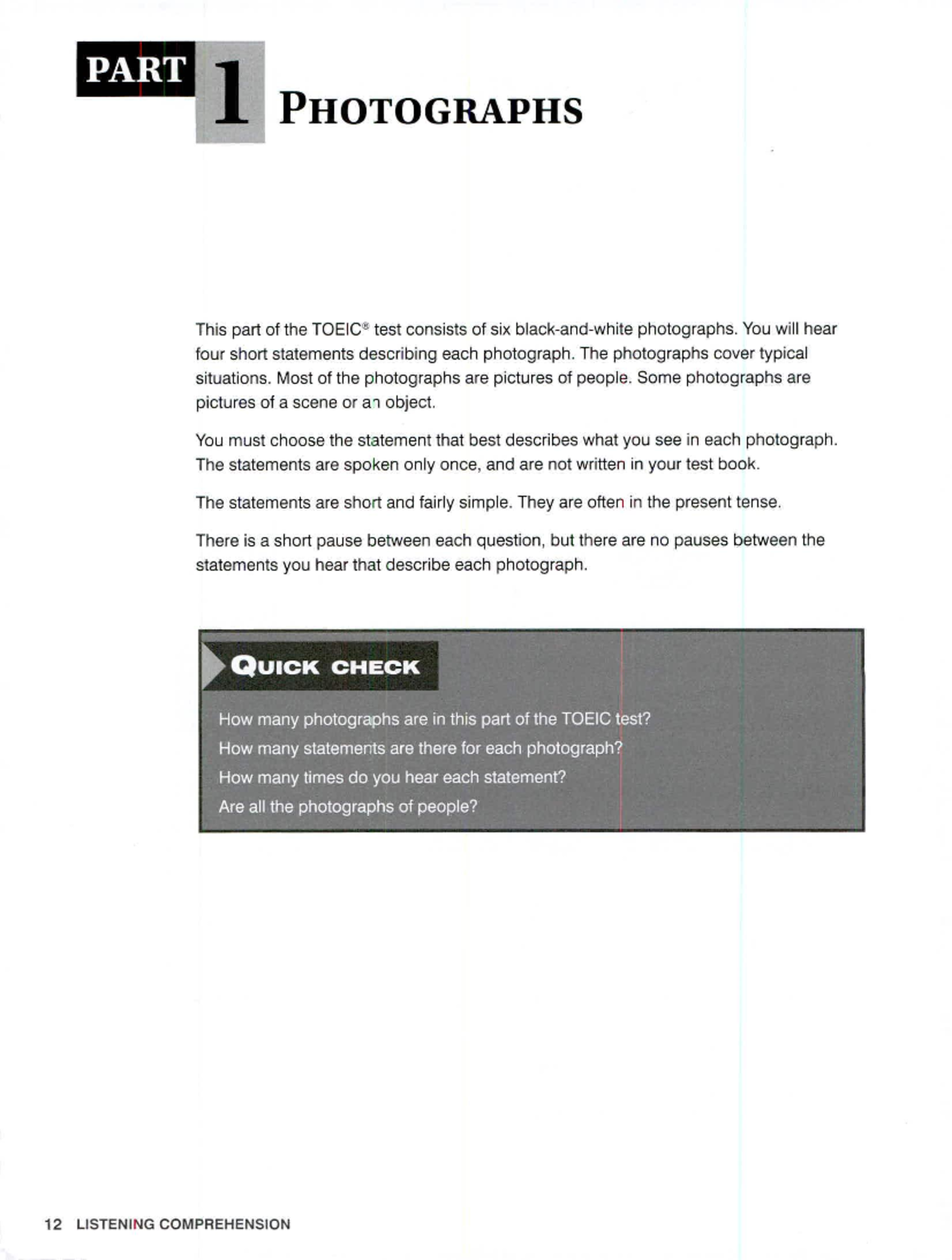 TOEIC C3+ Part 1: Understanding Photographs for Listening Comprehension - Studocu