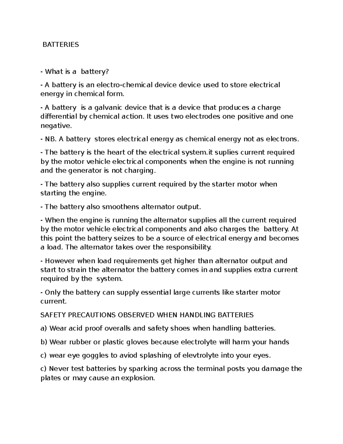 Batteries and Ignition Notes: Understanding Battery Function and Care ...