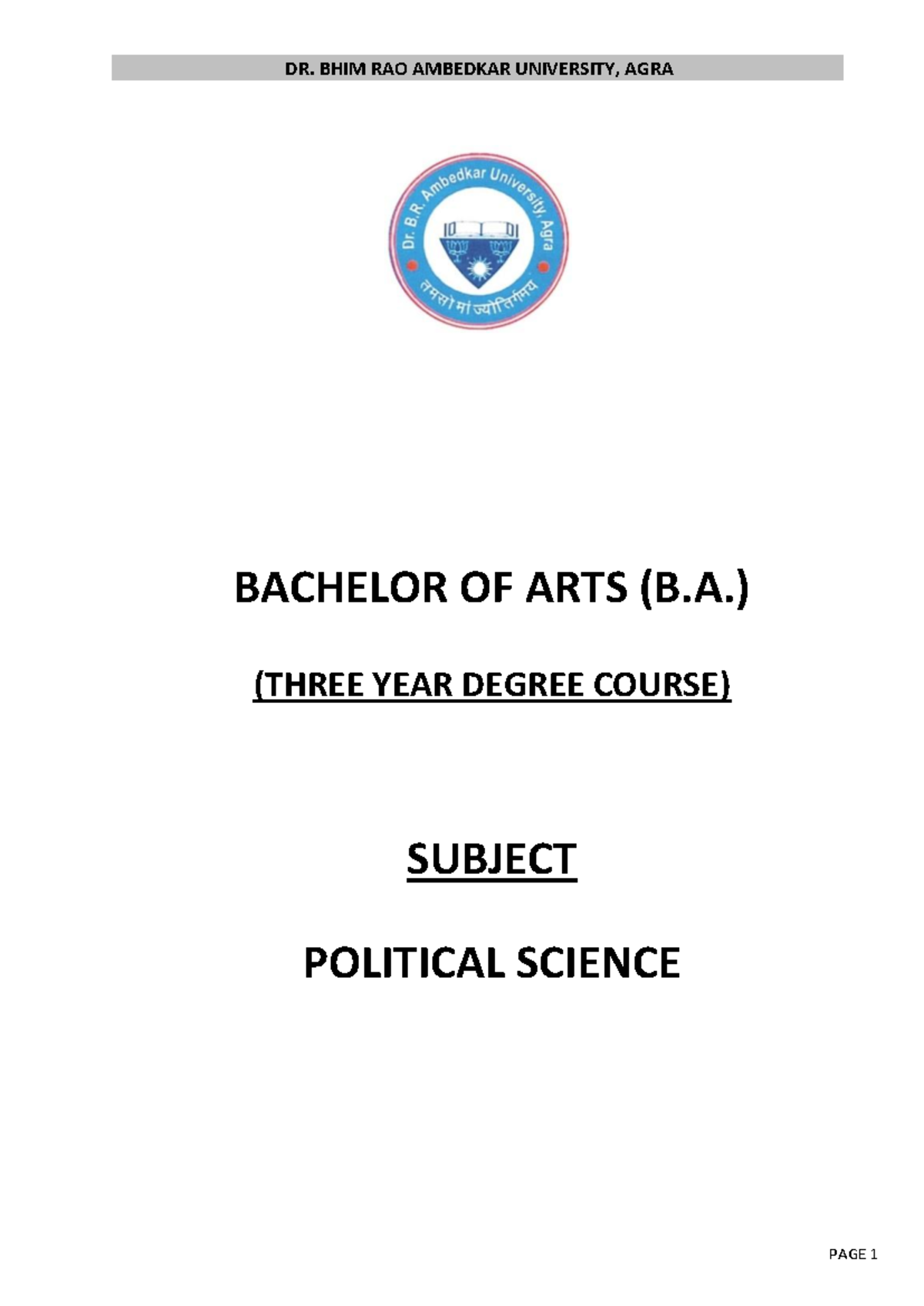 B.A. Political Science Course Structure and Detailed Syllabus Overview ...