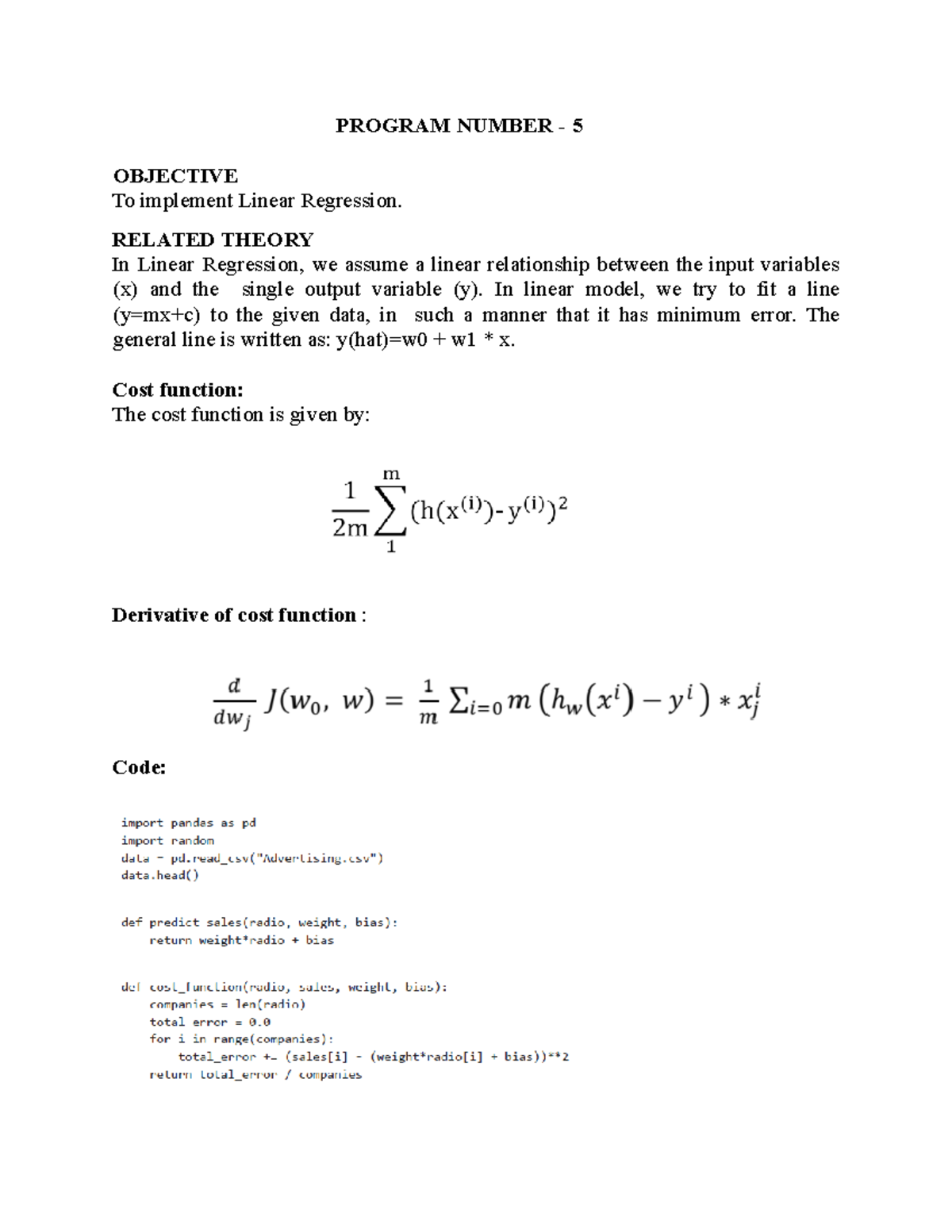 ML Exp 5 - Machine Learning Experiment -5 - PROGRAM NUMBER - 5 ...