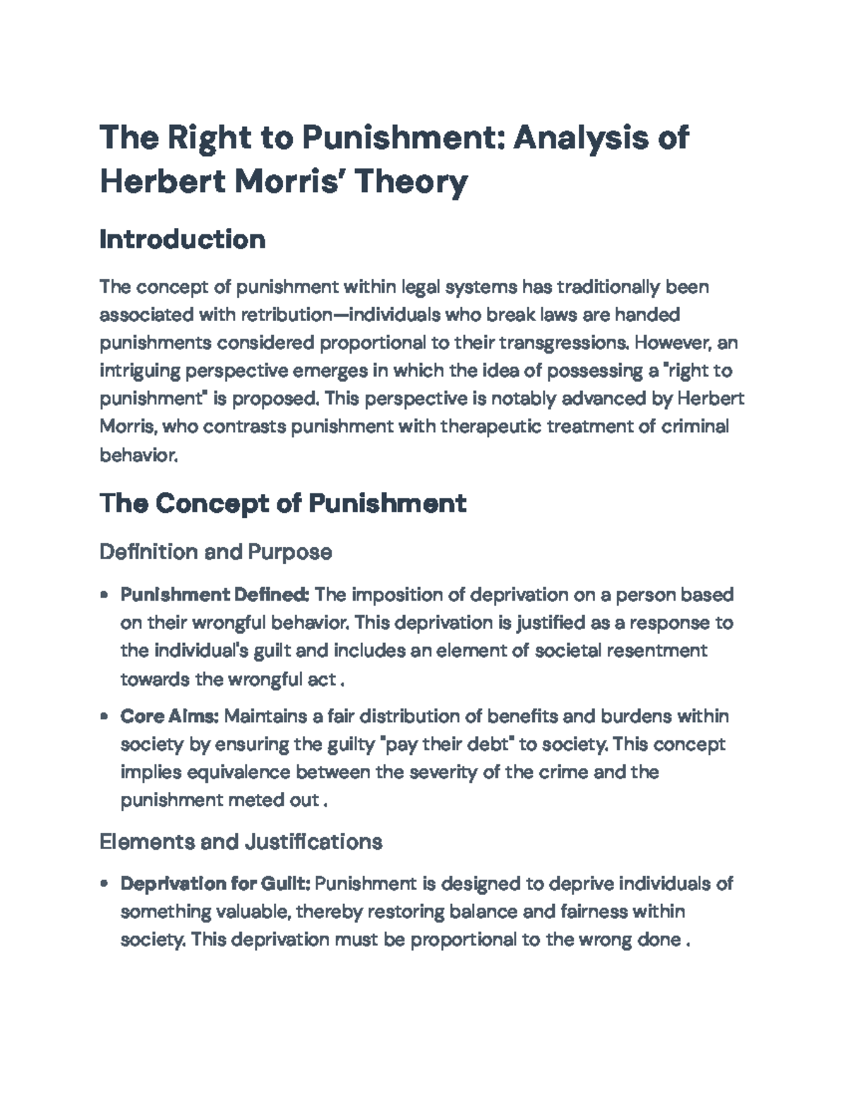 The Right to Punishment: Analyzing Herbert Morris' Theories in CJ 101 ...
