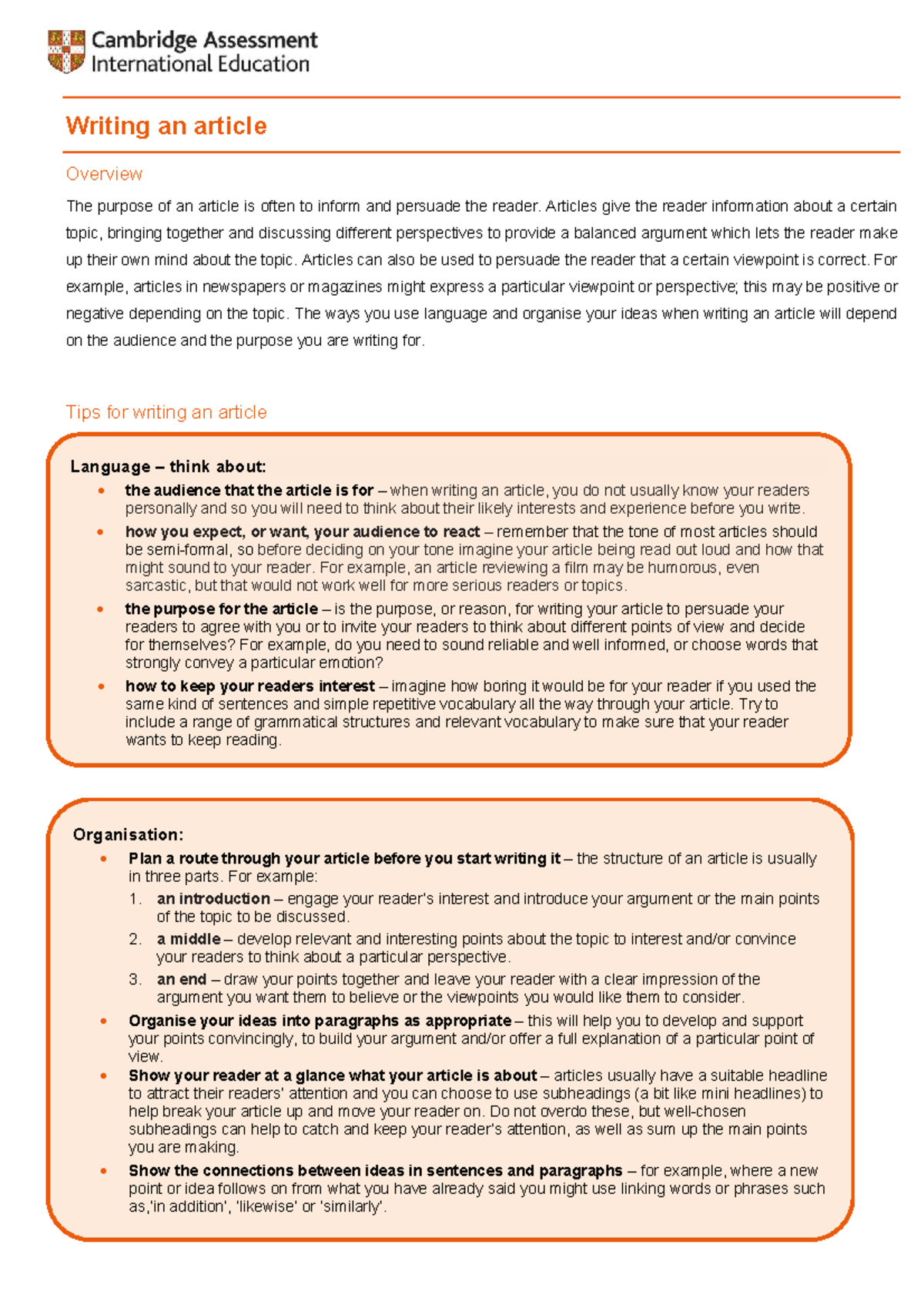 Writing Article - Lecture Notes Overview - Studocu