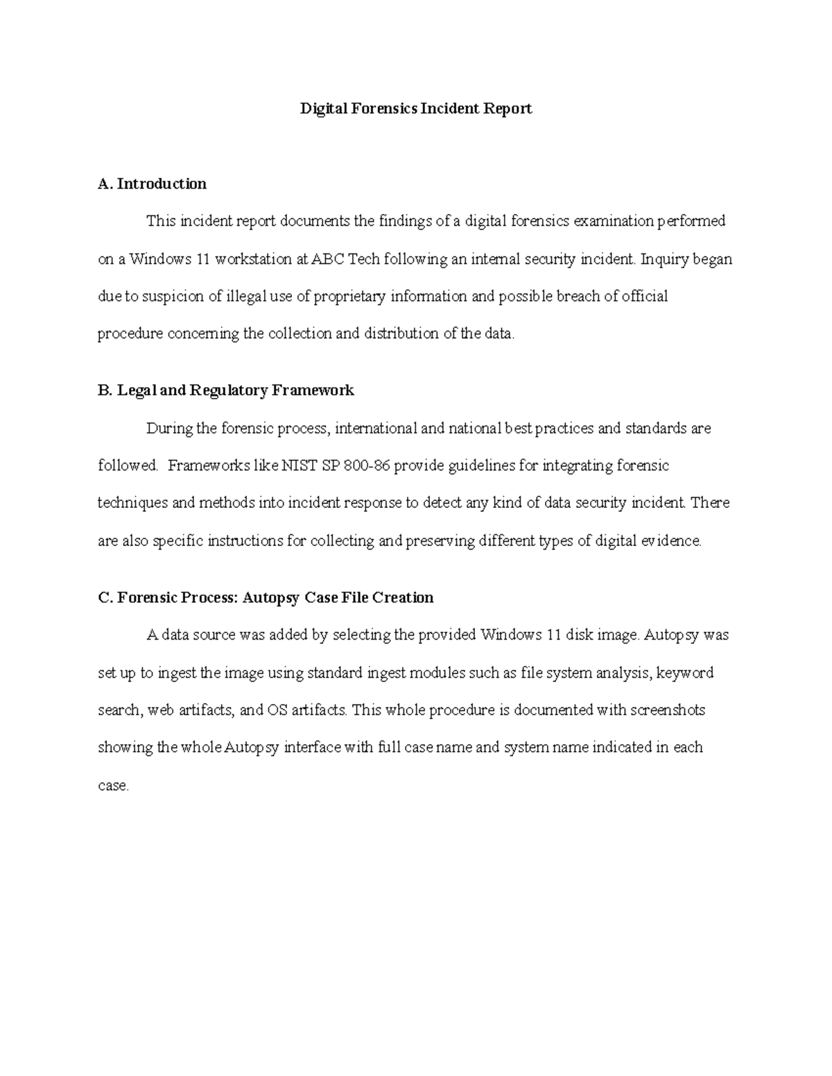 Final Report: Digital Forensics Incident Analysis (DF 101) - Studocu