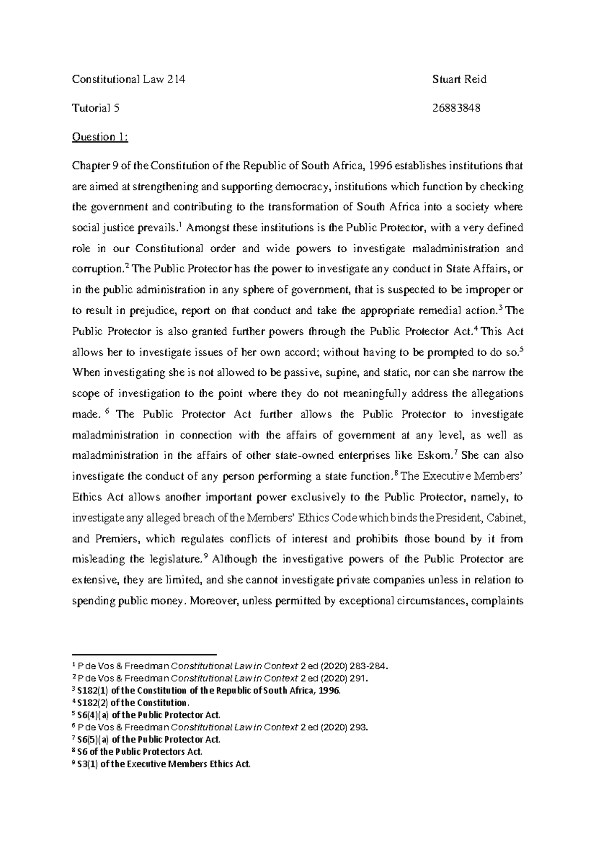 Constitutional Law 214: Tutorial 5 - The Role of the Public Protector ...