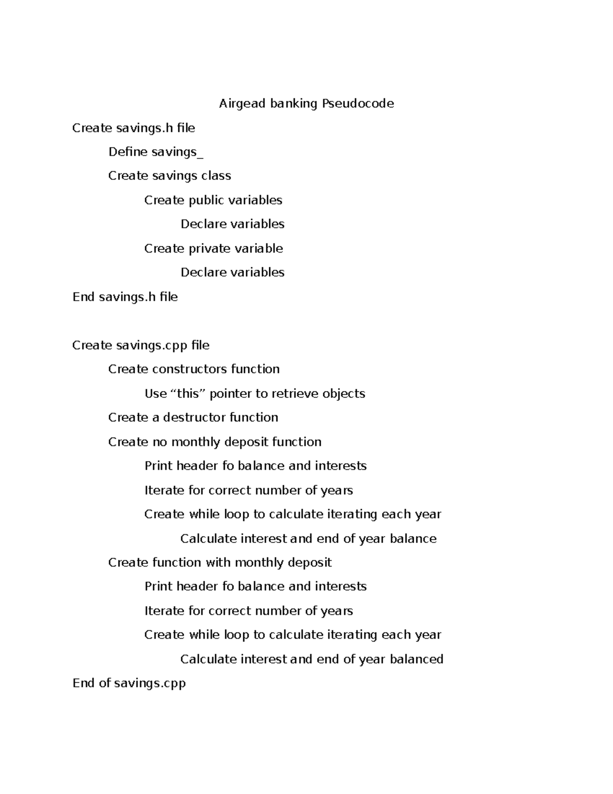 Project 2 - Airgead Banking Pseudocode Implementation Guide - Studocu