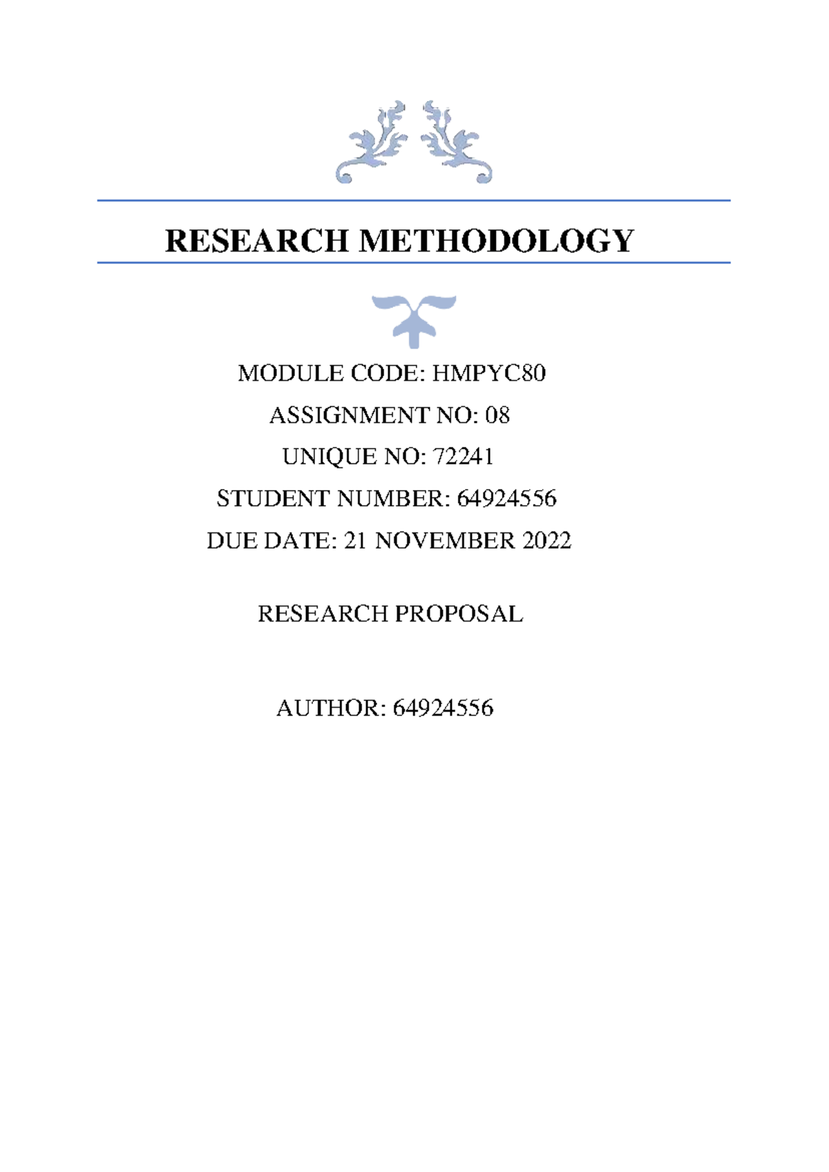 64924556 HMPYC80 08 - Research Proposal on Internet Addiction's Impact ...