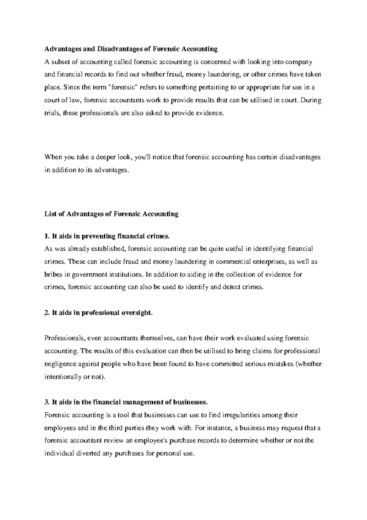 Exploring the Pros and Cons of Forensic Accounting: Insights and ...