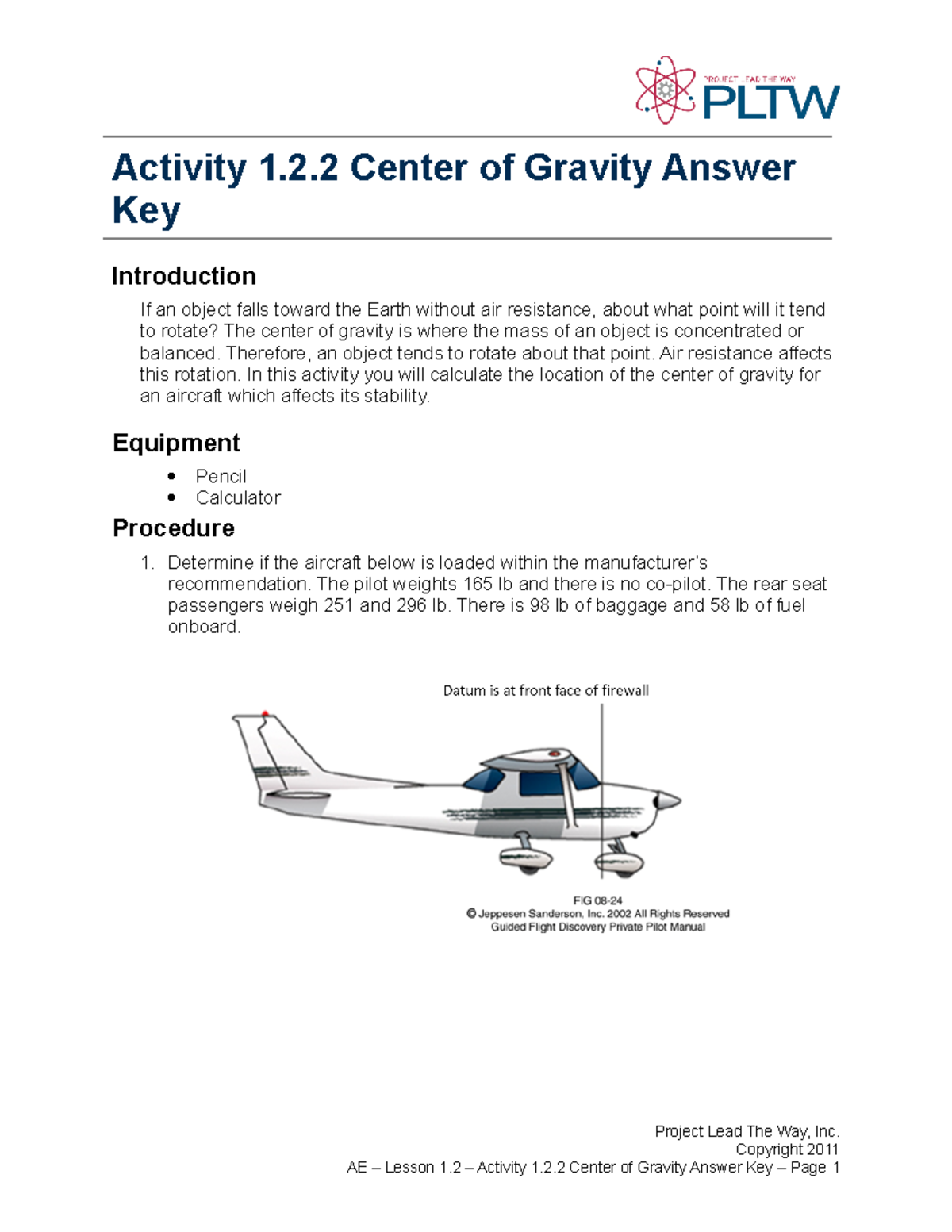 A1 2 2 Center of Gravity Activity Answer Key and Explanation - Studocu