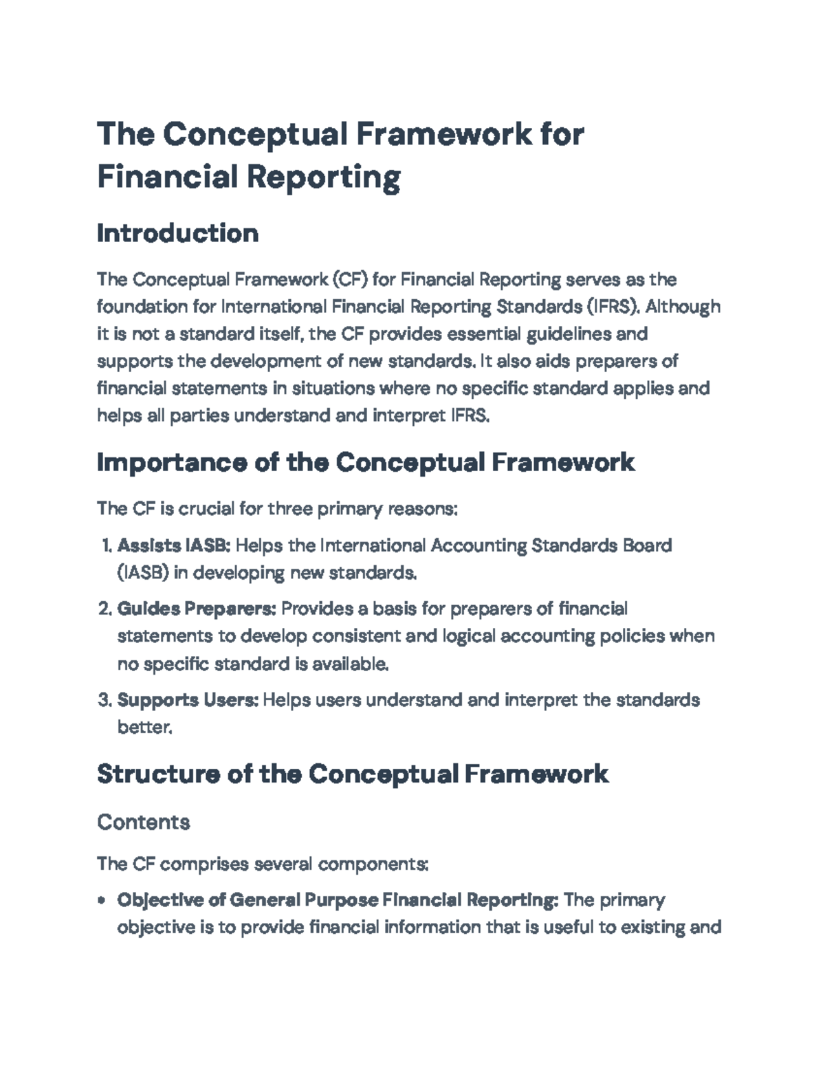 Conceptual Framework for Financial Reporting: Key Principles ...