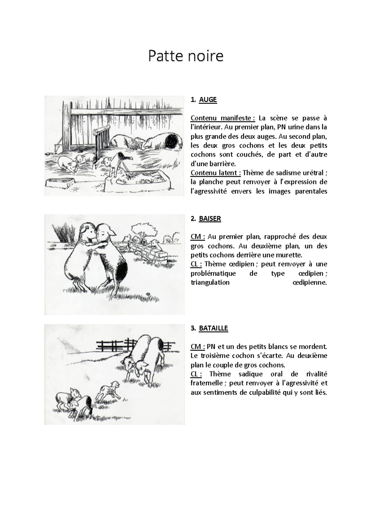 Analyse des Contenus Manifestes et Latents dans Patte noire - Studocu