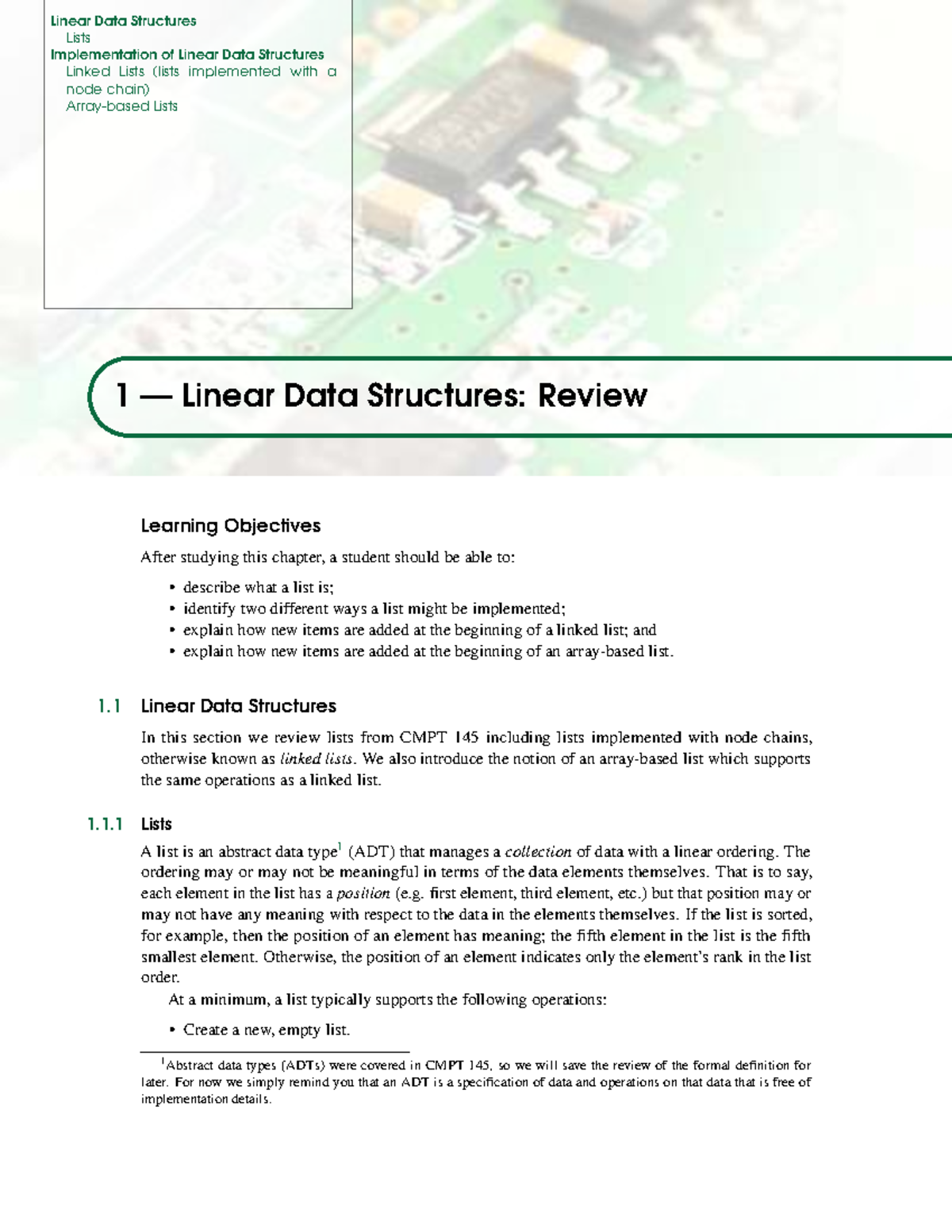 Chapter 1: Linear Data Structures Review (CMPT 145) - Studocu