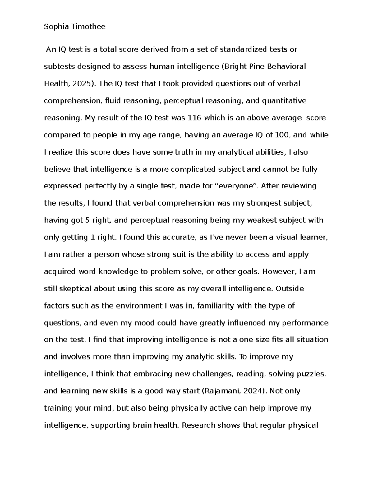 Unit 2 Assignment: Understanding My IQ Test Results and Intelligence ...