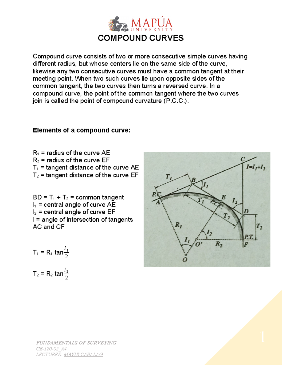 CE-120-02_A: Compound Curves Notes and Problem Solutions - Studocu