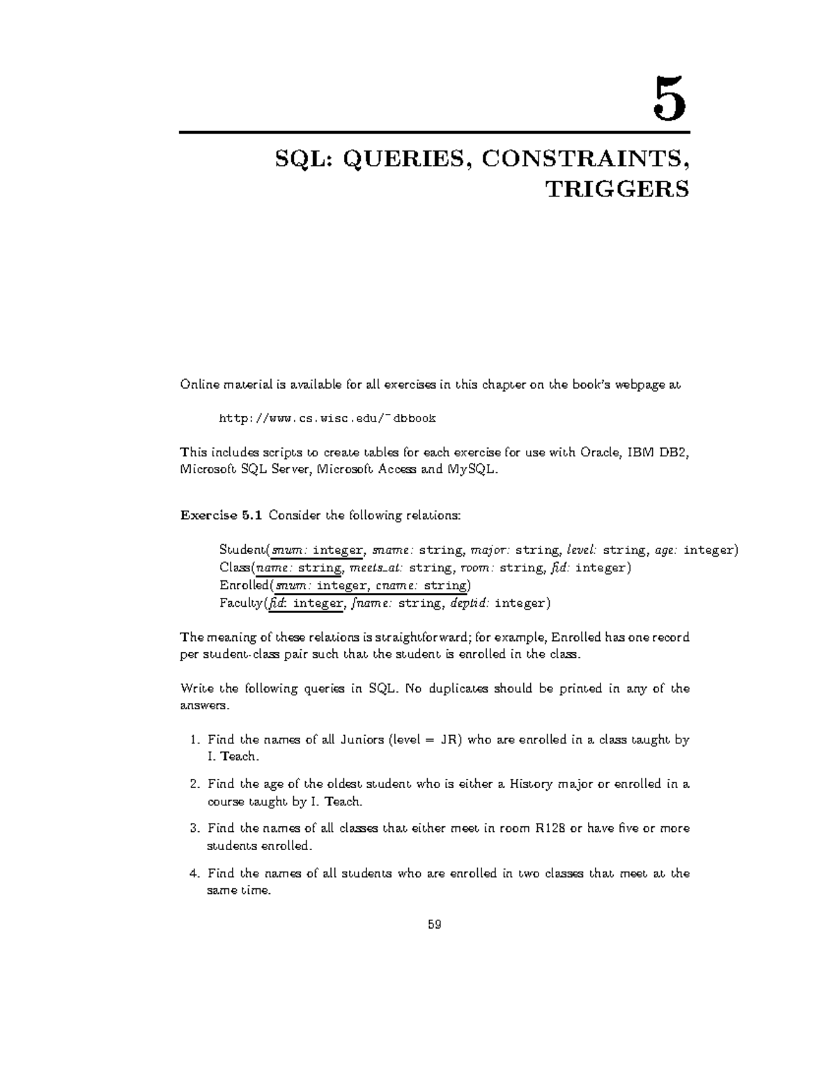 SQL Queries, Constraints, and Triggers - Exercise 5 Solutions - Studocu