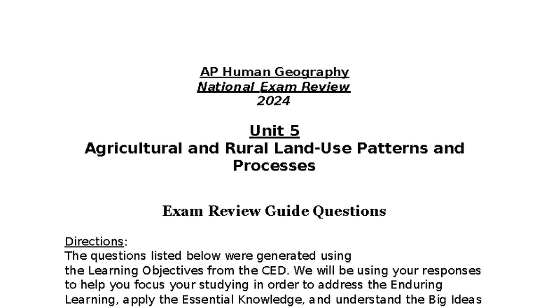 AP Human Geography Exam Review 2024: Unit 5 Agricultural Patterns ...