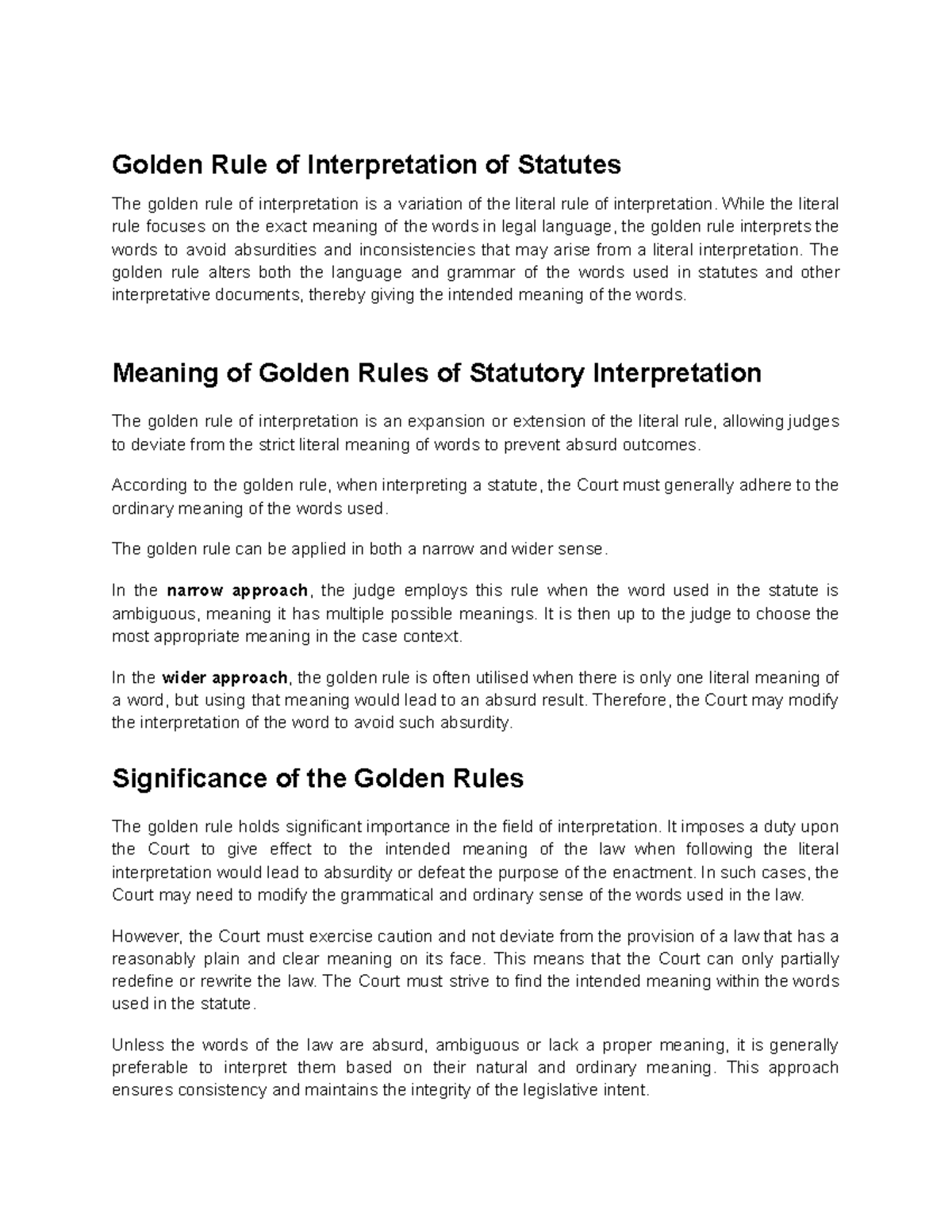 The Golden Rule of Statutory Interpretation: Overview & Applications ...