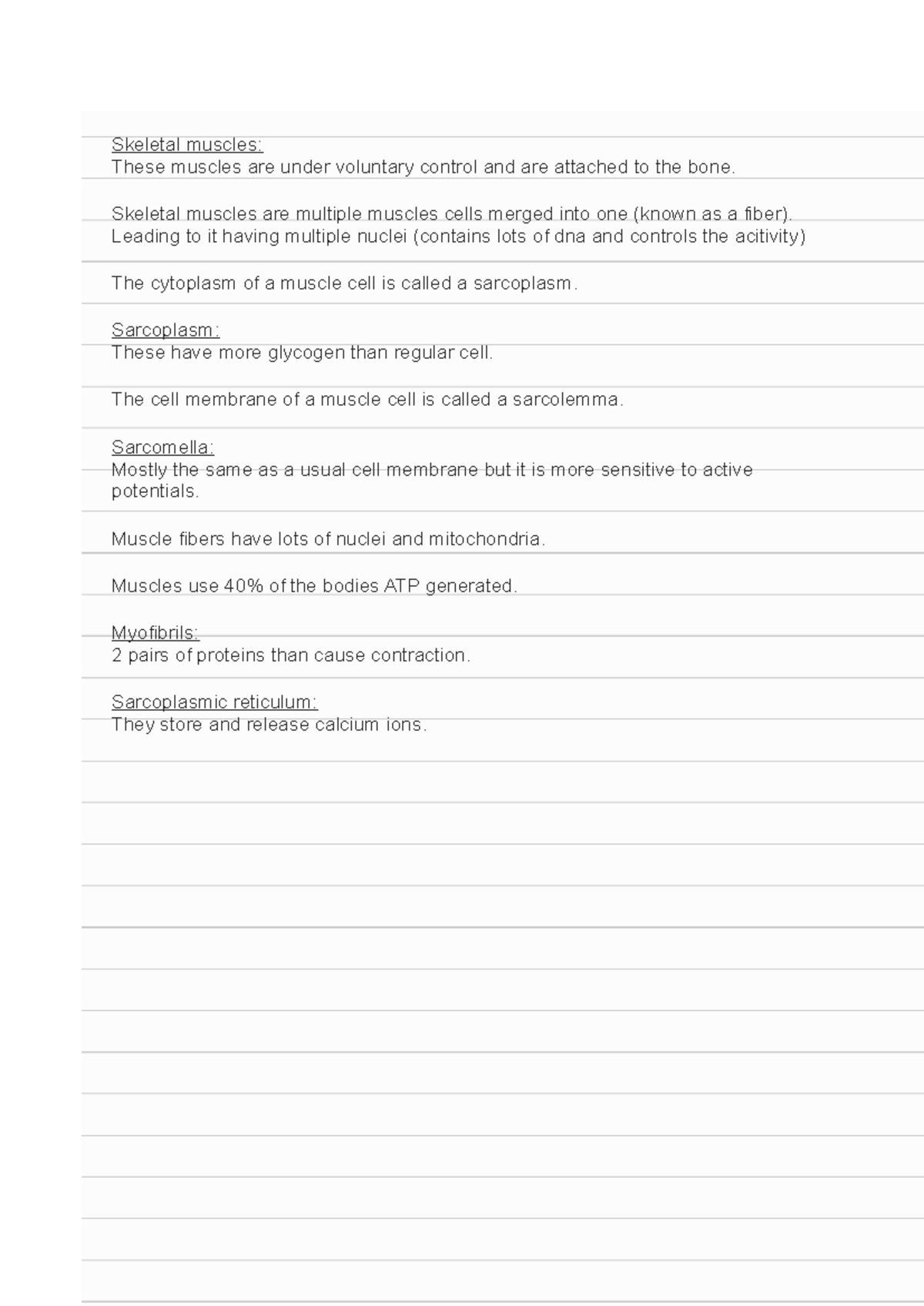 Muscle Structure and Function: Biology Unit 1 Revision Notes - Studocu
