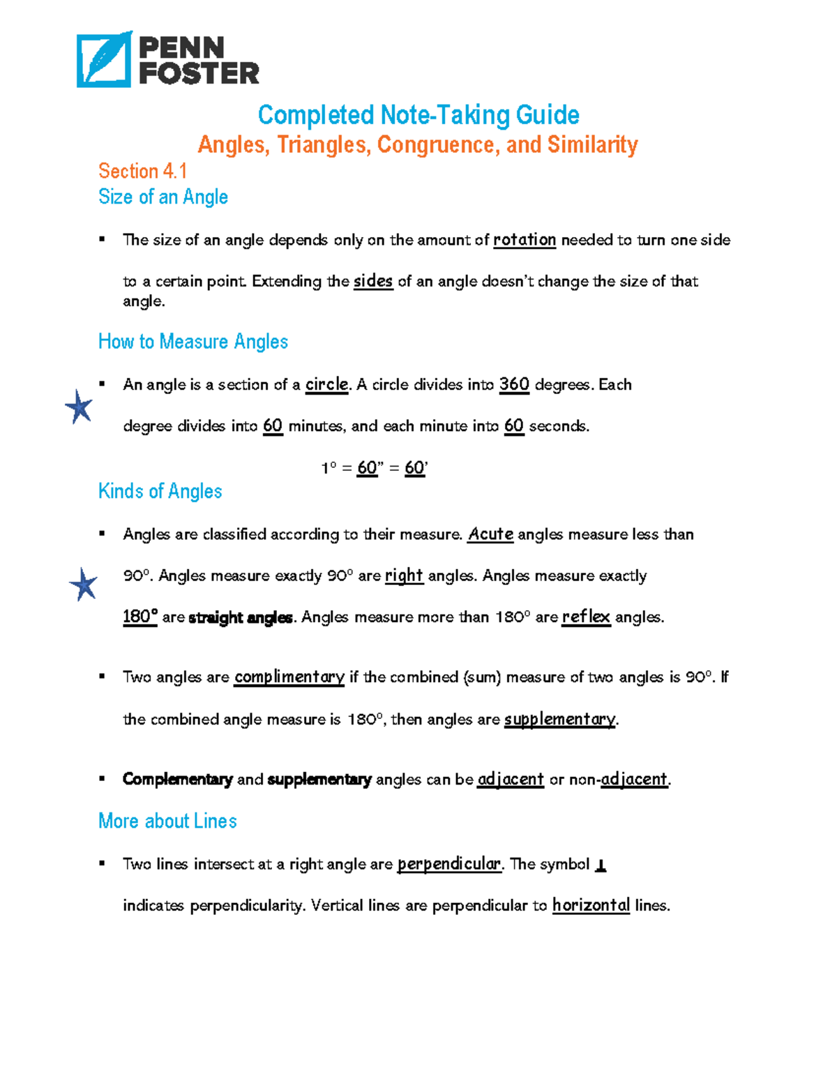 Completed Guided Notes - Lesson 4: Angles, Triangles & Similarity - Studocu