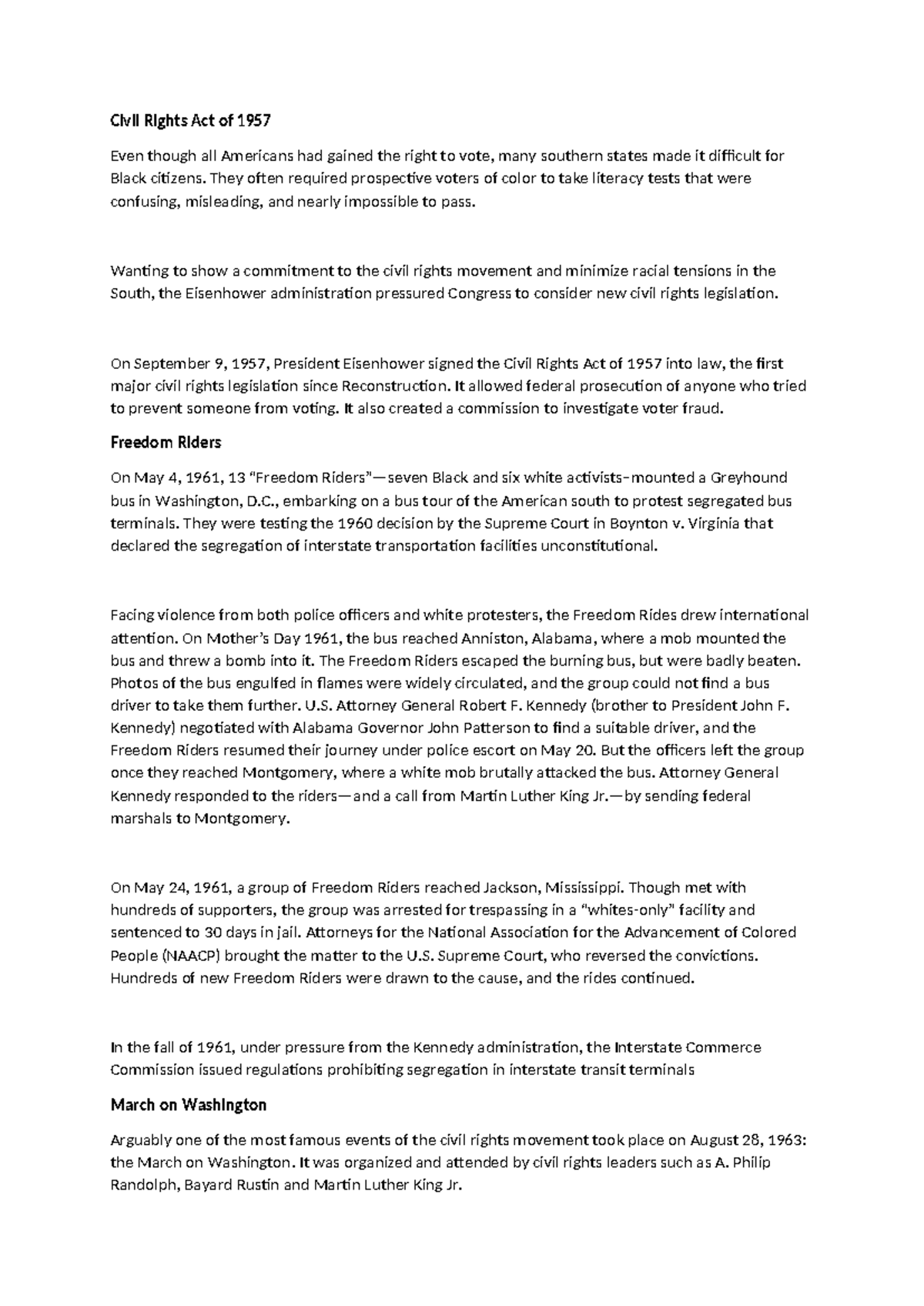 black people's struggle - Civil Rights Act of 1957 Even though all ...