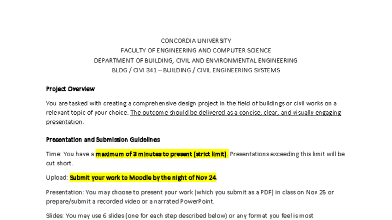 Project - assignments - CONCORDIA UNIVERSITY FACULTY OF ENGINEERING AND ...