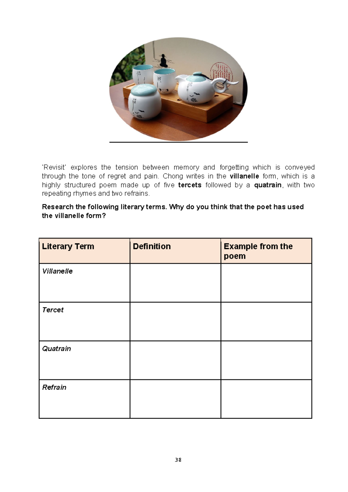 Revisit Activities: Analyzing Villanelle Form in Poetry - Studocu