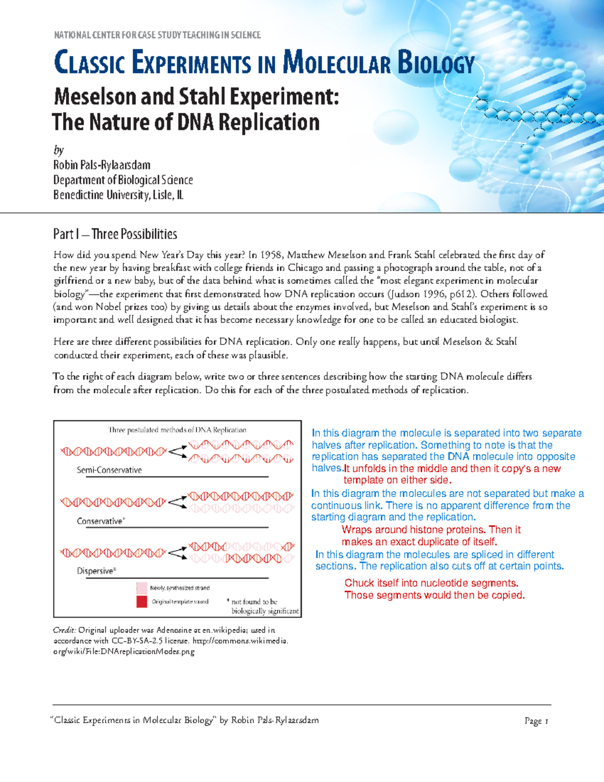 Meselson and Stahl Experiment: Understanding DNA Replication - Studocu