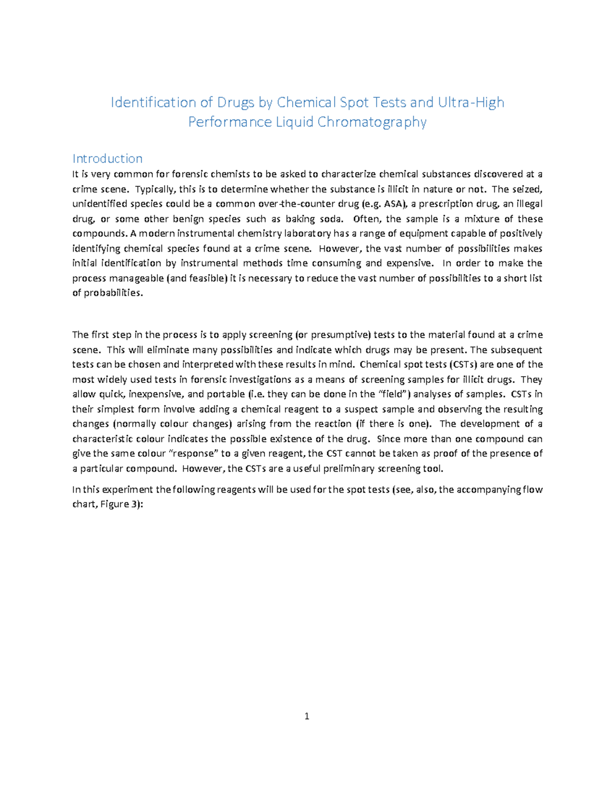 CST Protocol for Drug Identification: Chemical Spot Tests & UPLC - Studocu