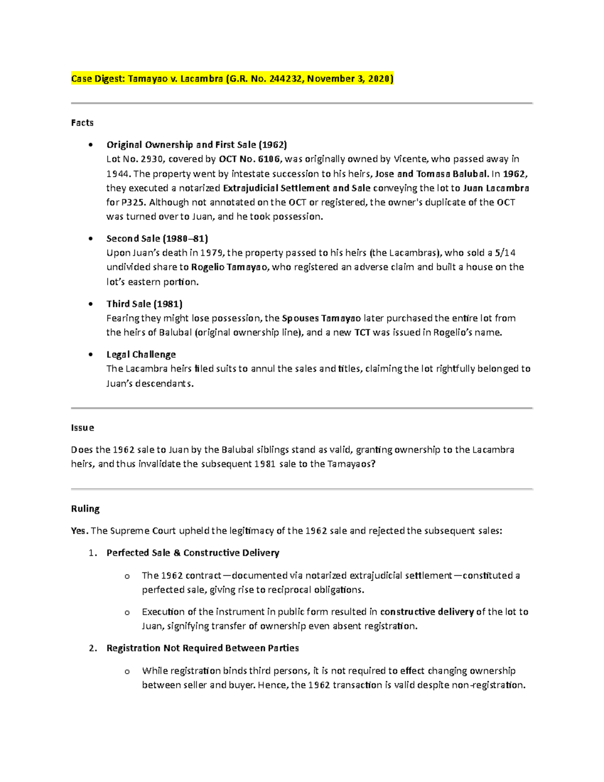 Case Digest: Key Legal Principles from Recent Jurisprudence (G.R. No ...