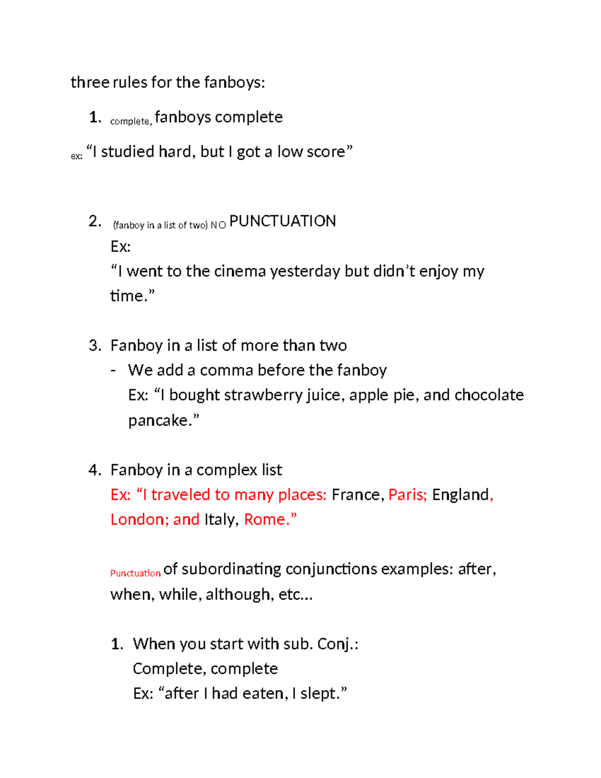 Fanboys Rules and Punctuation Guidelines for Writing - Studocu