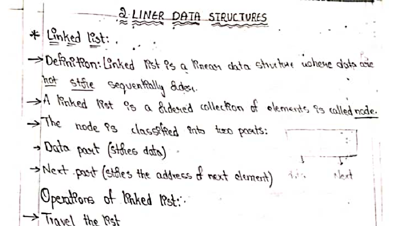 DS 2: Linked List Data Structures Overview and Operations - Studocu
