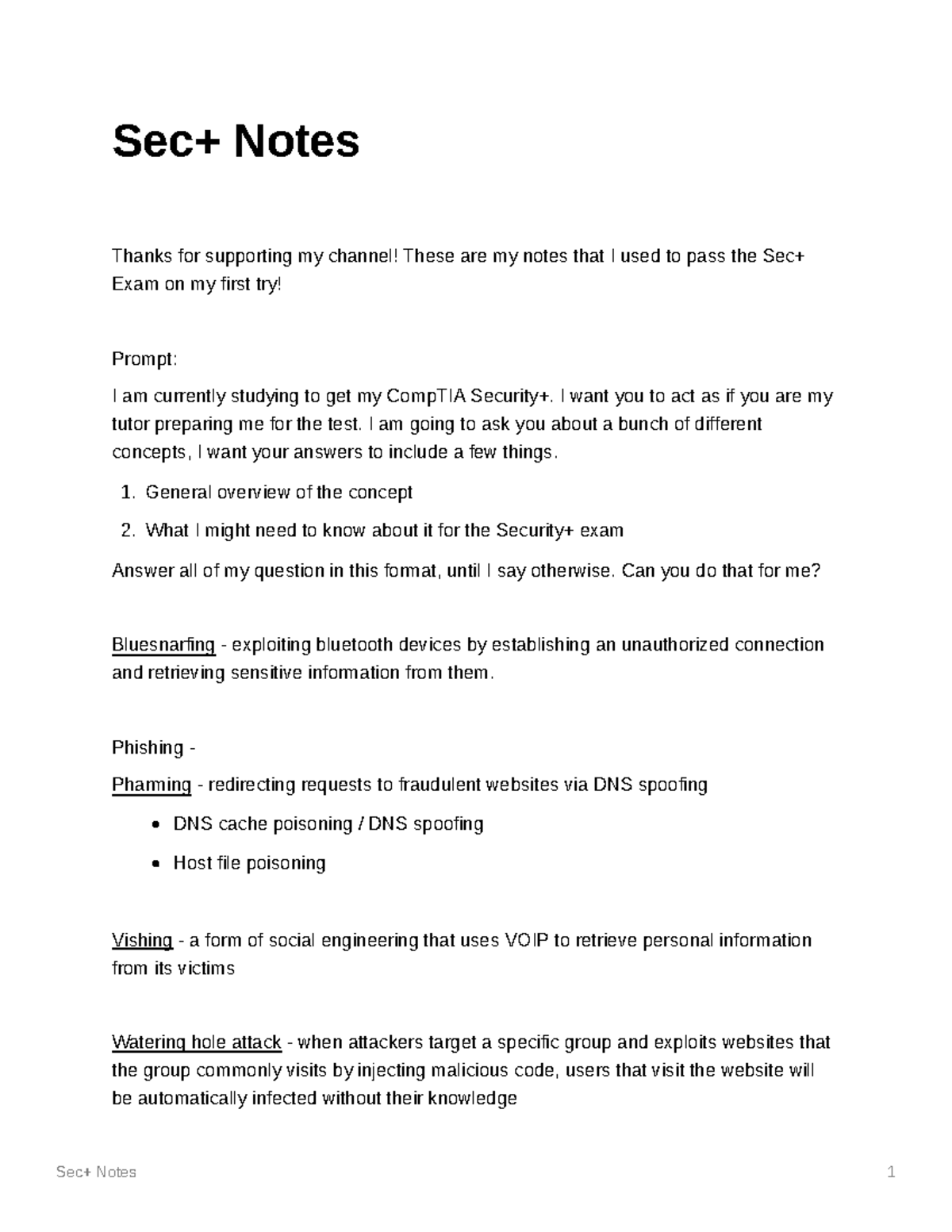 CompTIA Security+ (Sec+) Study Notes for Exam Preparation - Studocu