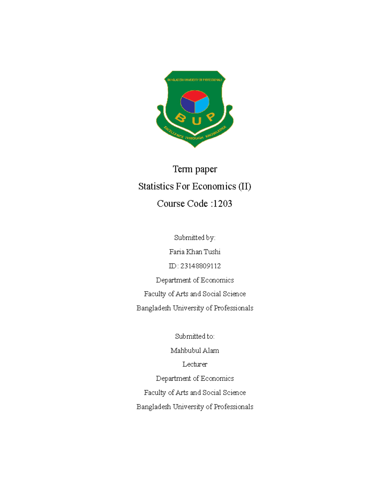 Descriptive Statistical Analysis of Statistical Variables - Term paper ...