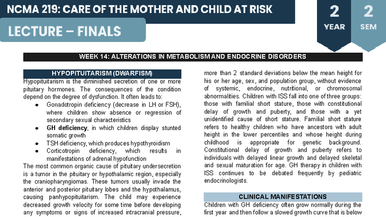 WEEK 14: Metabolism Alterations & Endocrine Disorders - Hypopituitarism ...