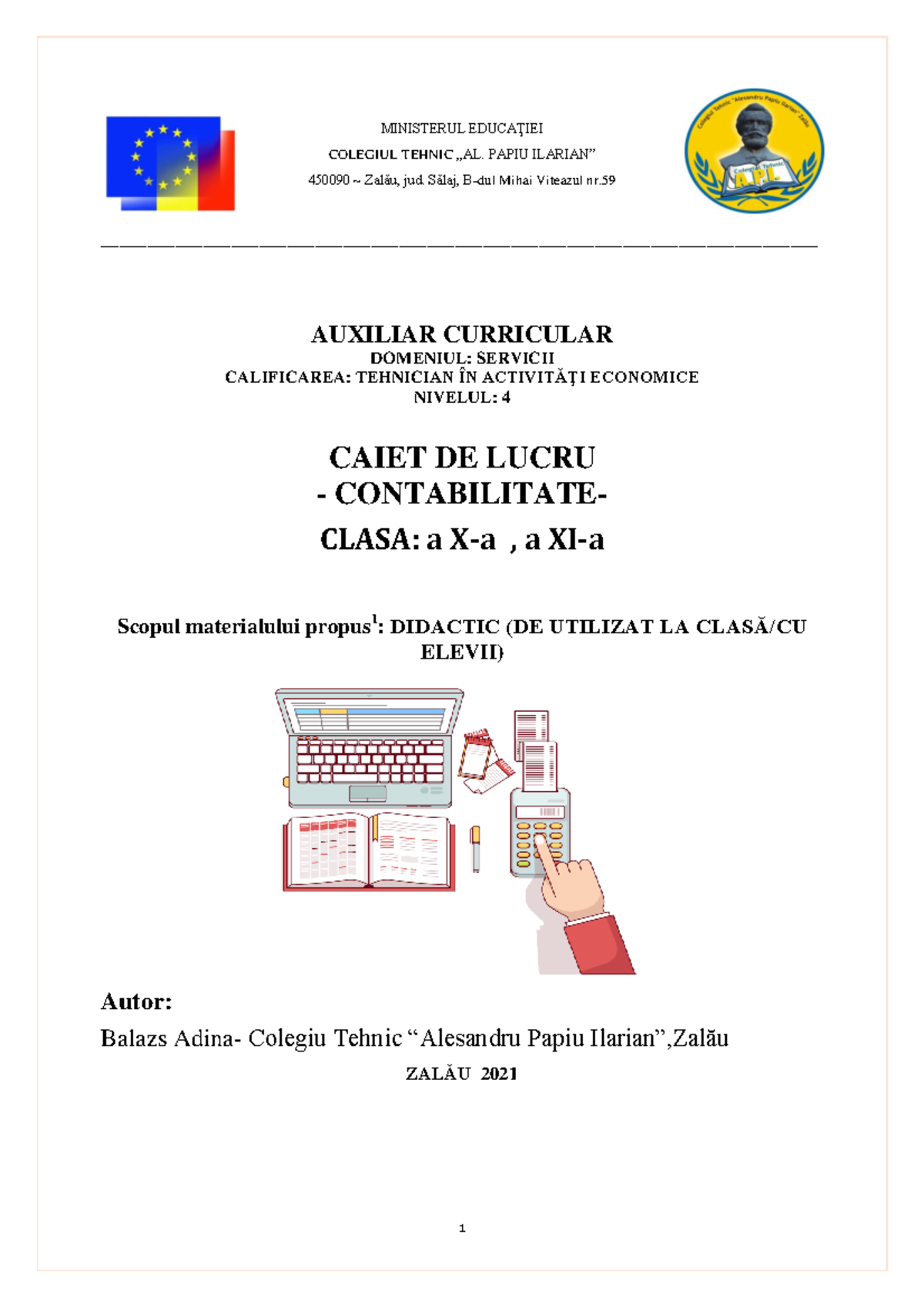 Caiet de Lucru Contabilitate pentru Clasa a 10-a și a 11-a - Auxiliar ...