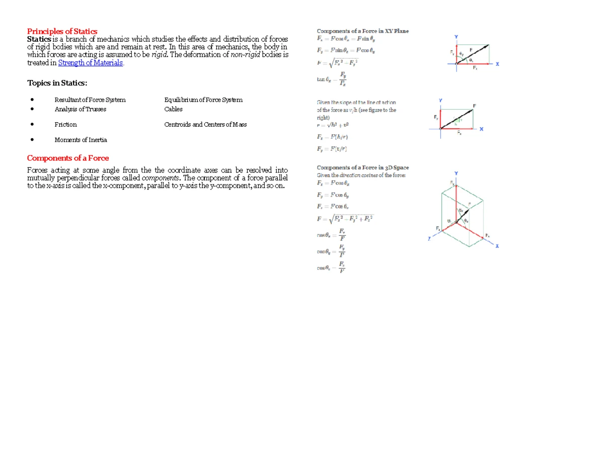 Moment of Inertia in Statics - BSc I (Unit IV) Study Guide - Studocu