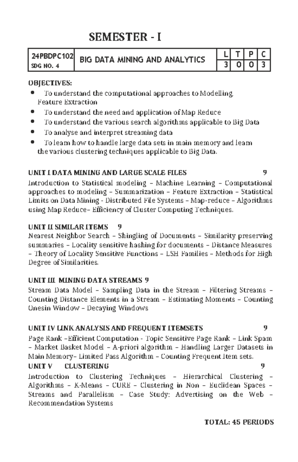 24PBDPC Big Data Mining & Analytics - Semester I Course Overview - Studocu