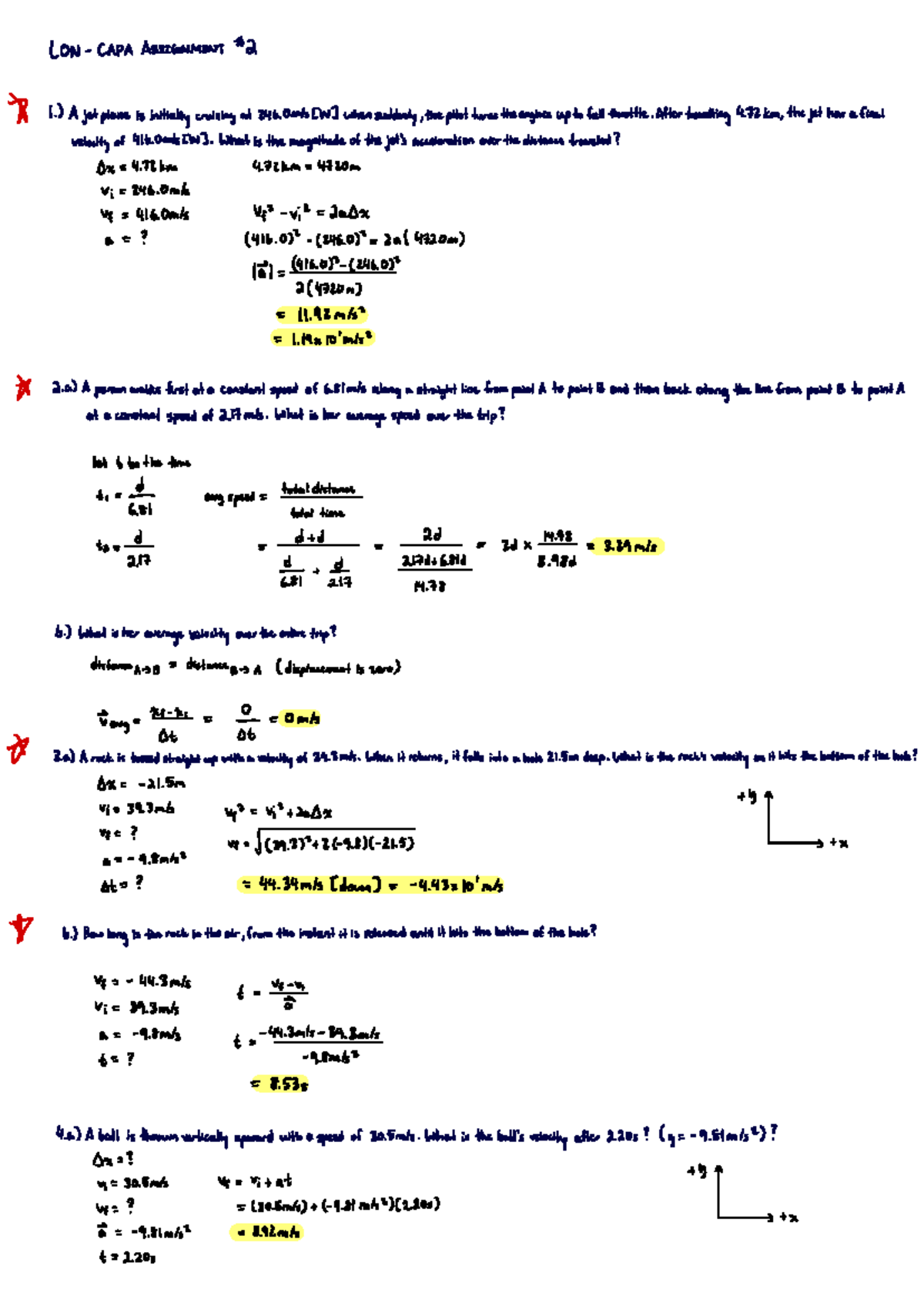 LON-CAPA Assignment 2 - Kinematics Analysis and Calculations - Studocu