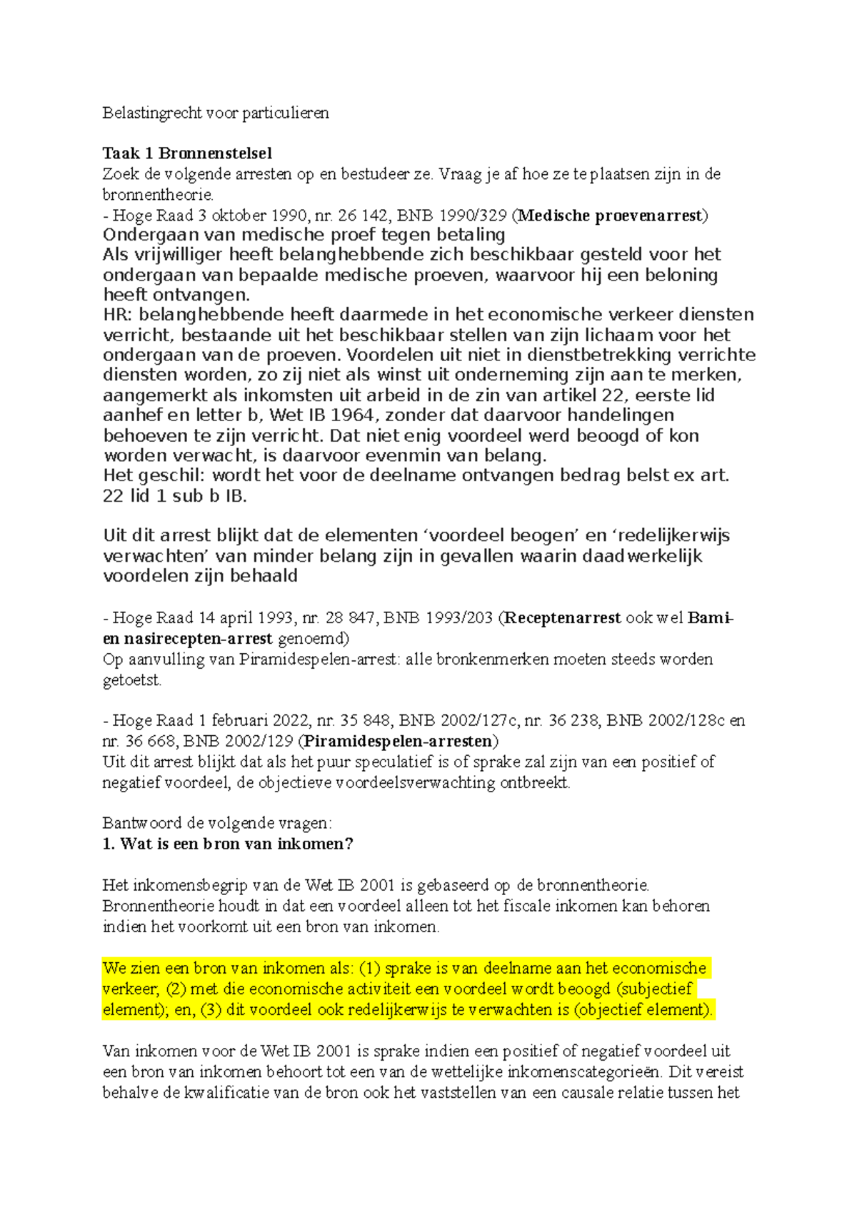 BVP Week 1 - Formeel Belastingrecht en Bronnenstelsel ...