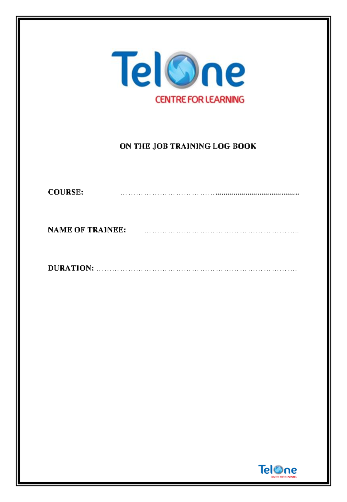 ON THE JOB Training Log Book for Trainees - Studocu