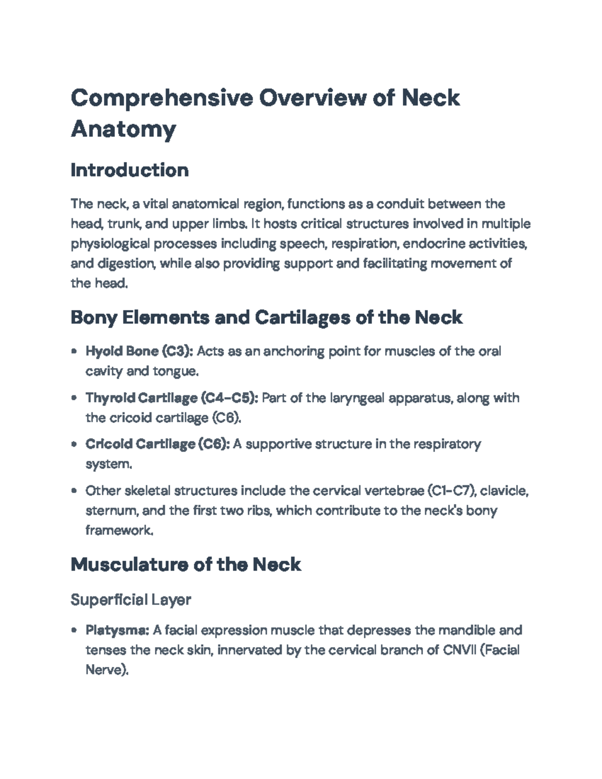 Anatomical Overview of the Neck: Structures and Functions ...