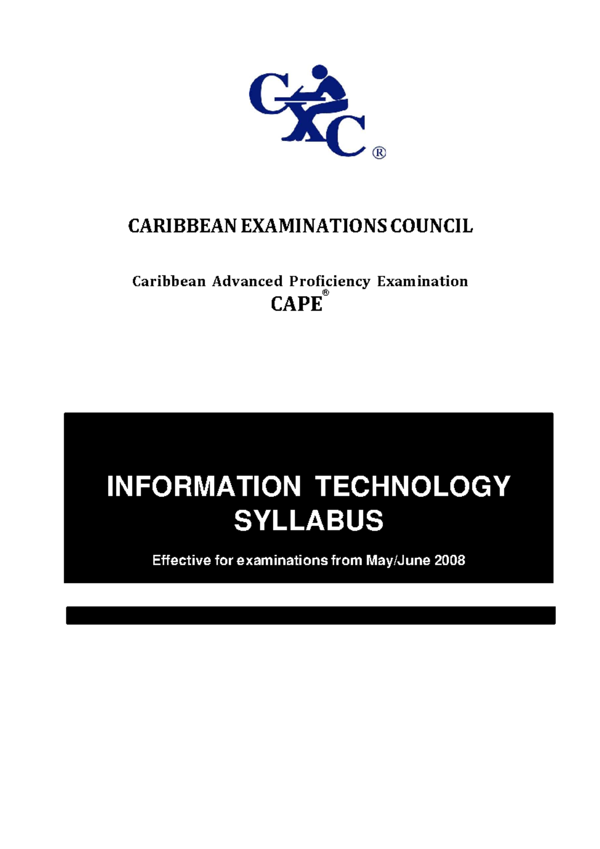 CAPE Information Technology Syllabus Overview and Key Objectives - Studocu