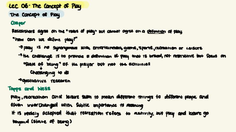 Concept of Play: LEC06 - LSR1100 Lecture Notes - Studocu
