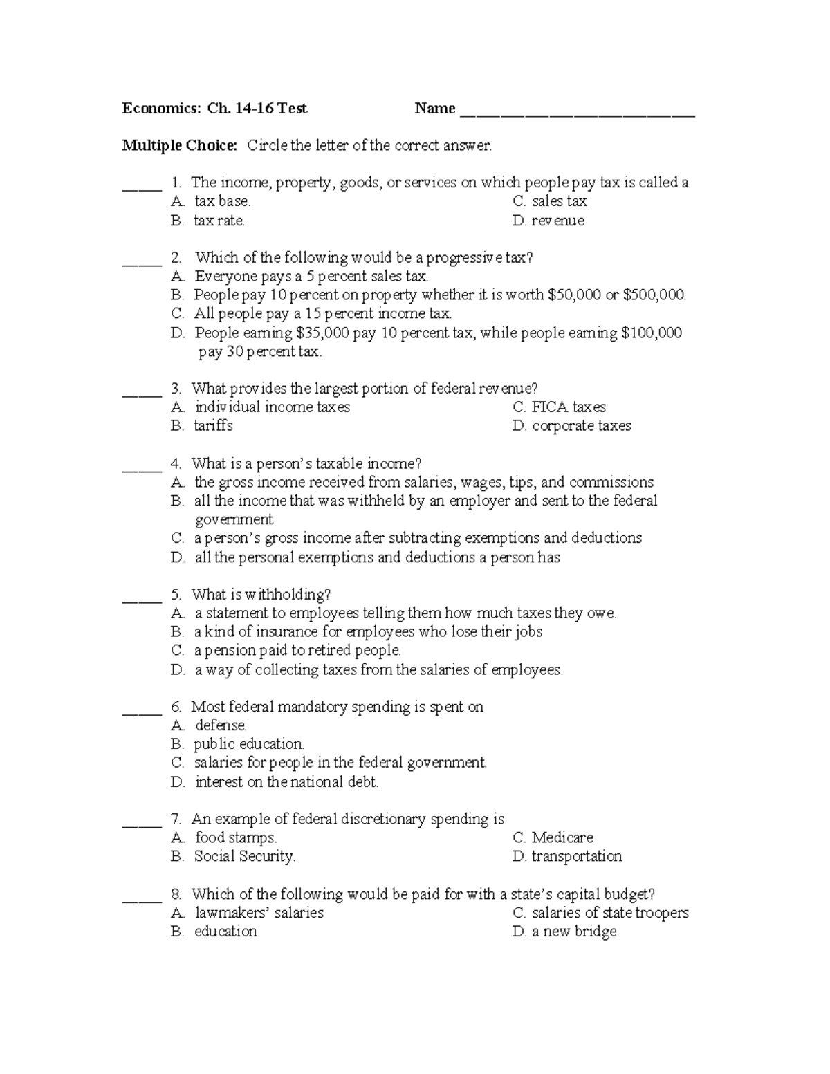 Economics: Monetary Policy & Fiscal Systems Review Test - Studocu