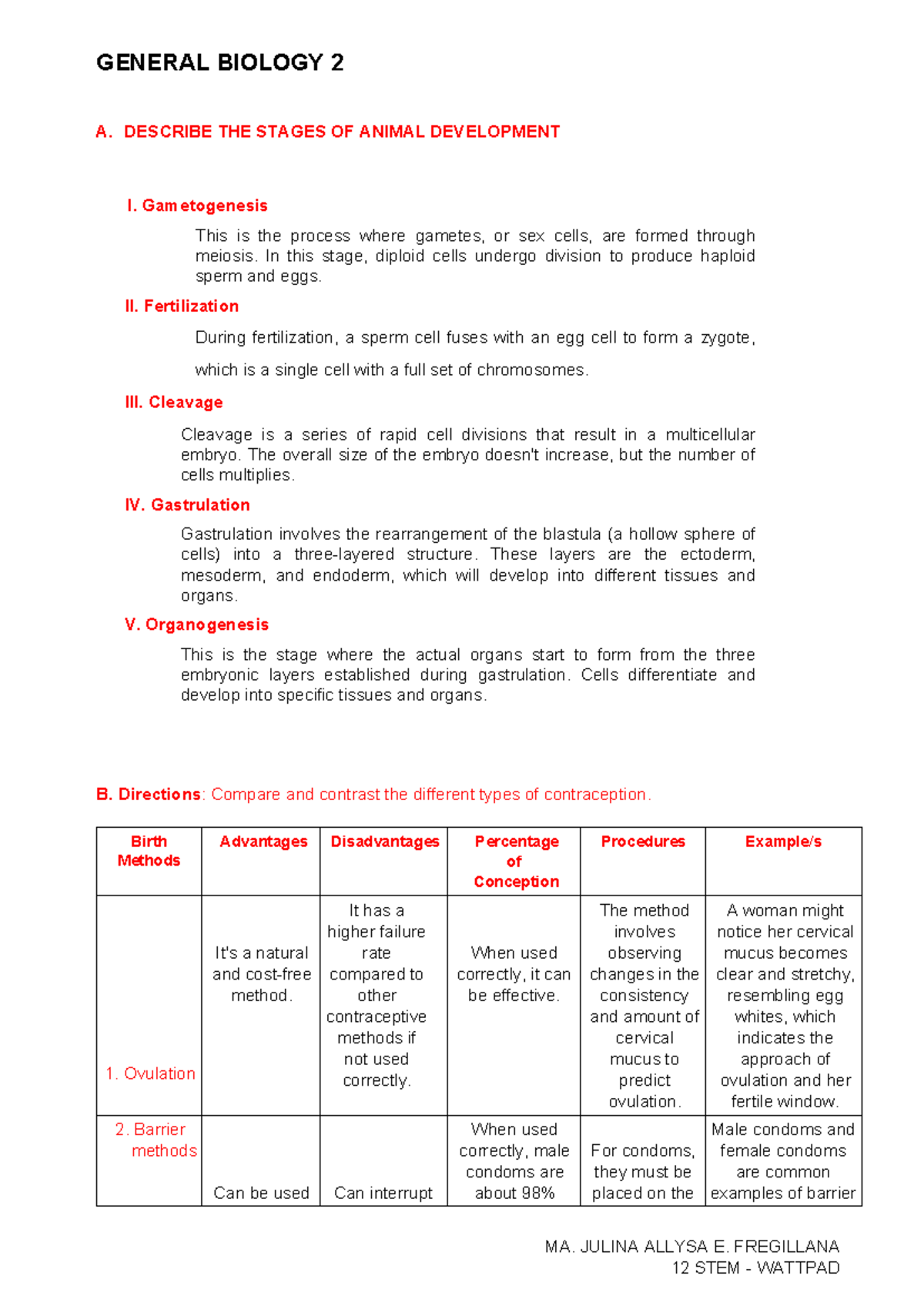 General Biology 2 - Q4 Module 1: Stages of Animal Development ...