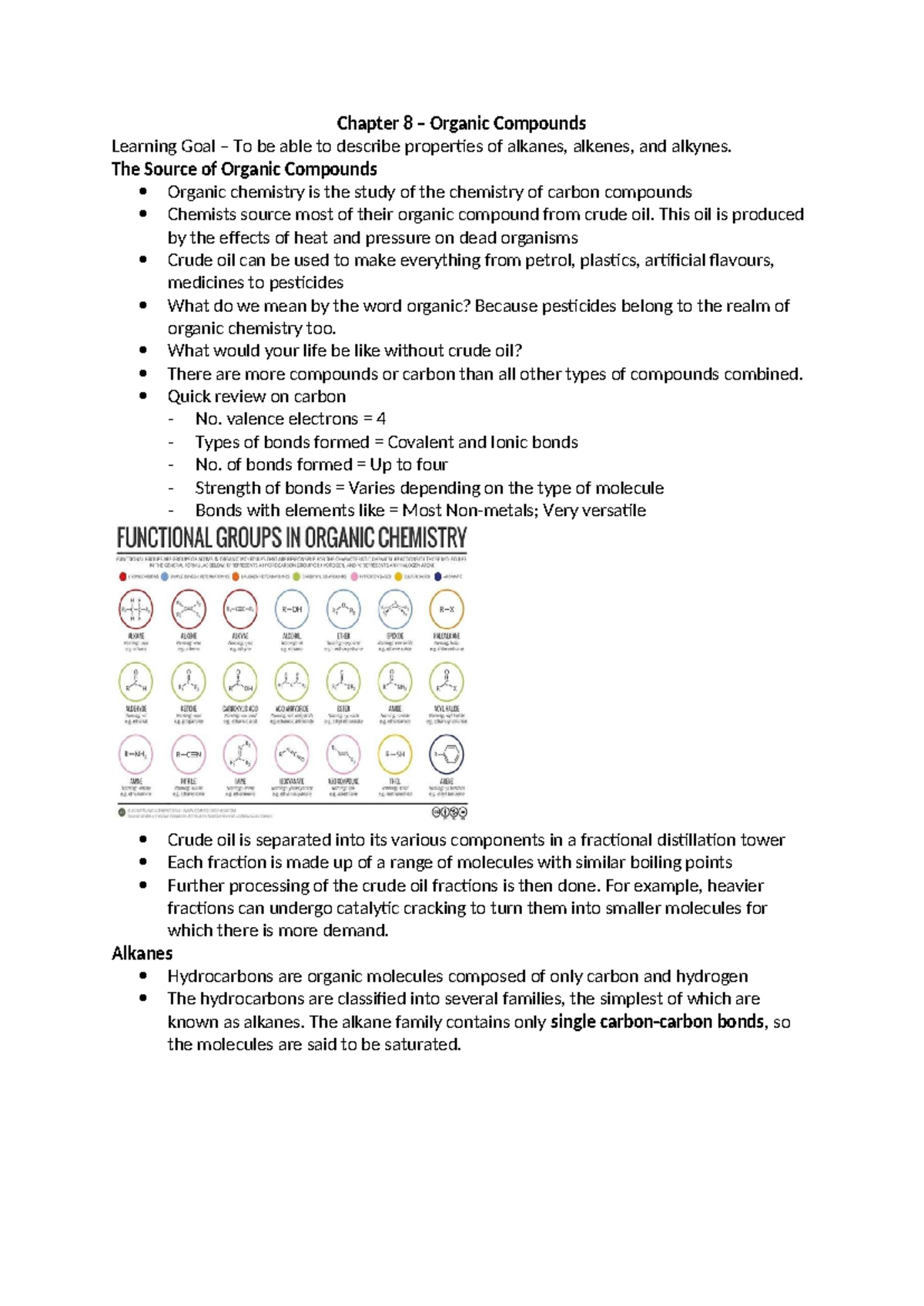 Chapter 8 - Organic Compounds: Properties of Alkanes, Alkenes, and ...