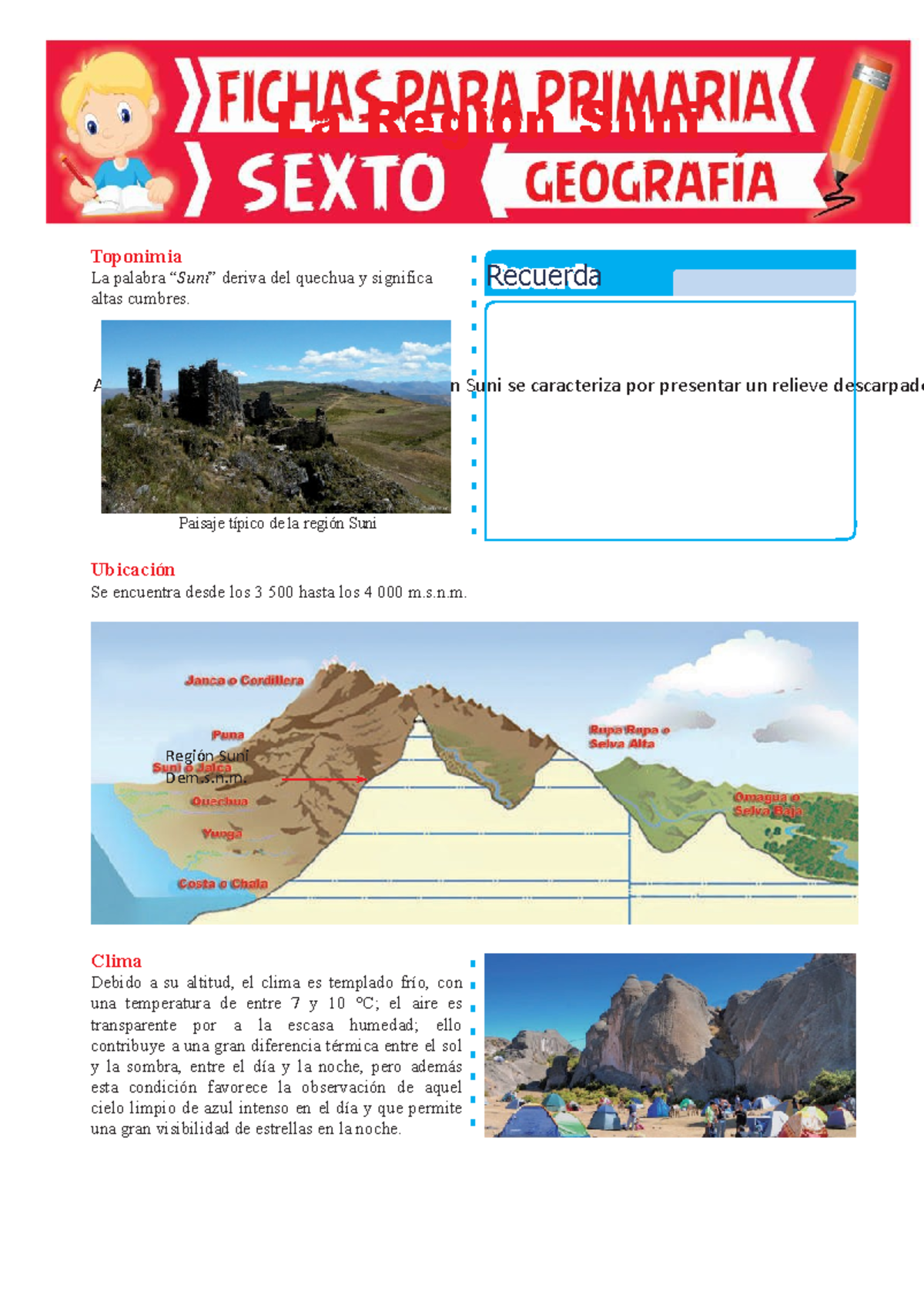 Region SUNI - La palabra “Suni” deriva del quechua y significa altas ...