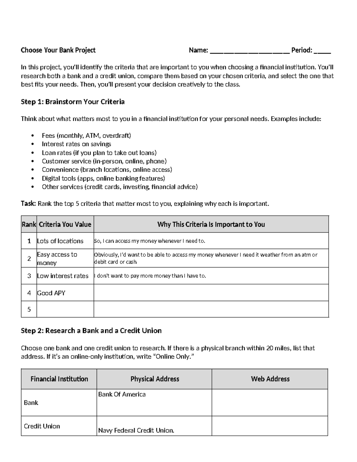 Project 3 - Choosing Your Financial Institution: Bank vs. CU Comparison ...
